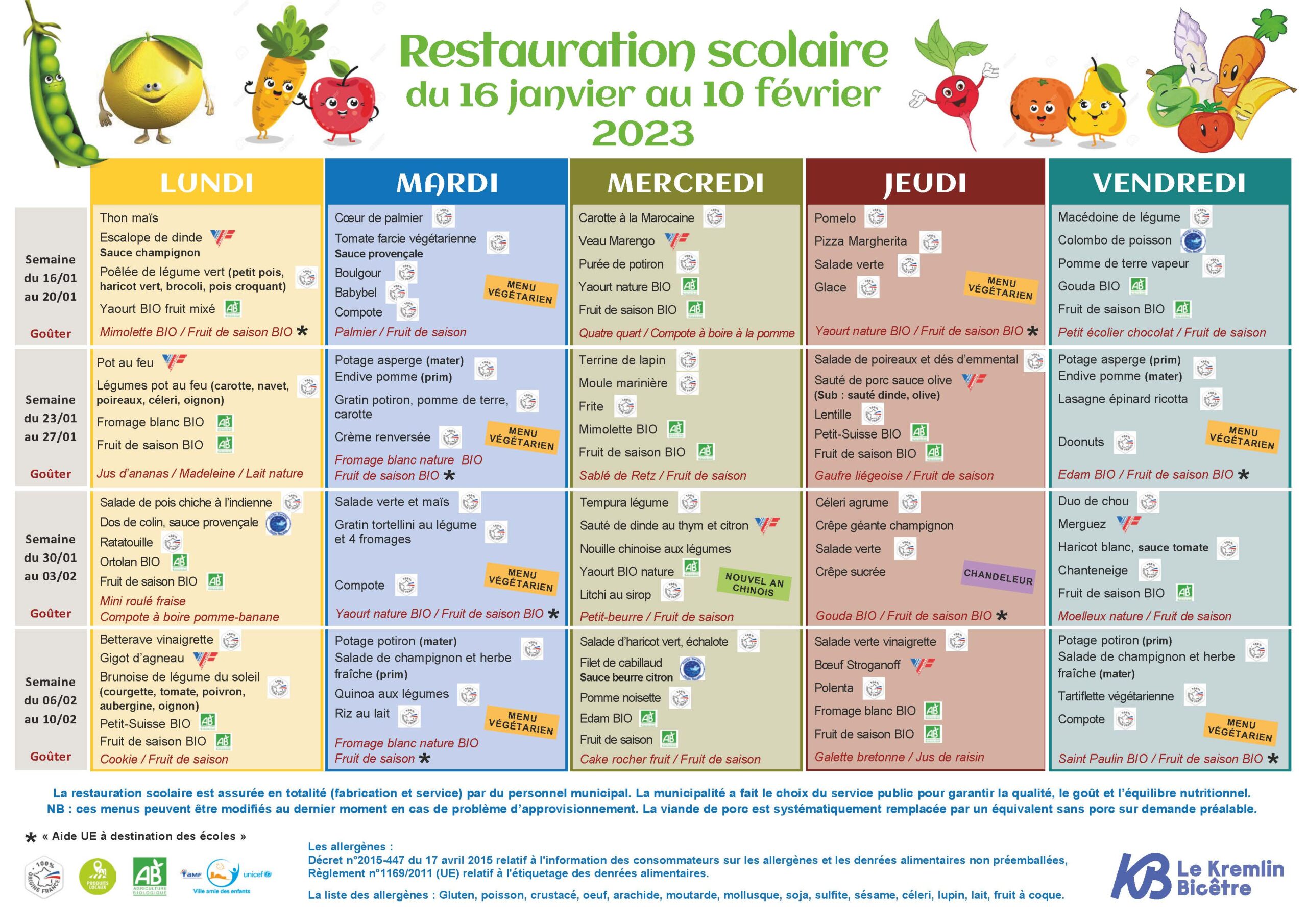 Menus des écoles - Kremlin-Bicêtre